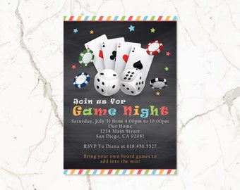 EDITABLE Game Birthday Invite, Game Night Invitation, Family Game Night ...