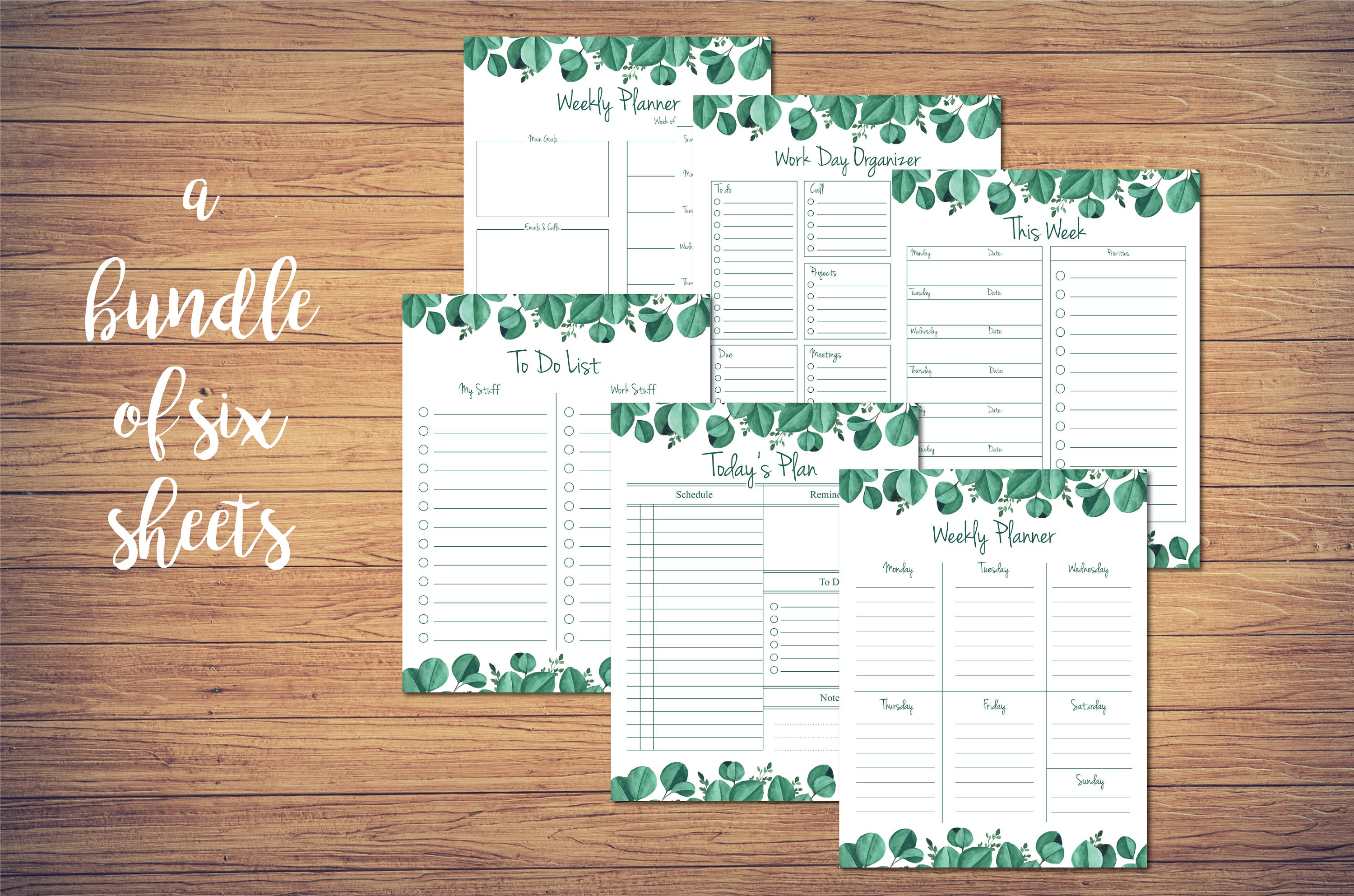 Printable Weekly Planners Kit Printable to Do List 6 in 1 | Etsy