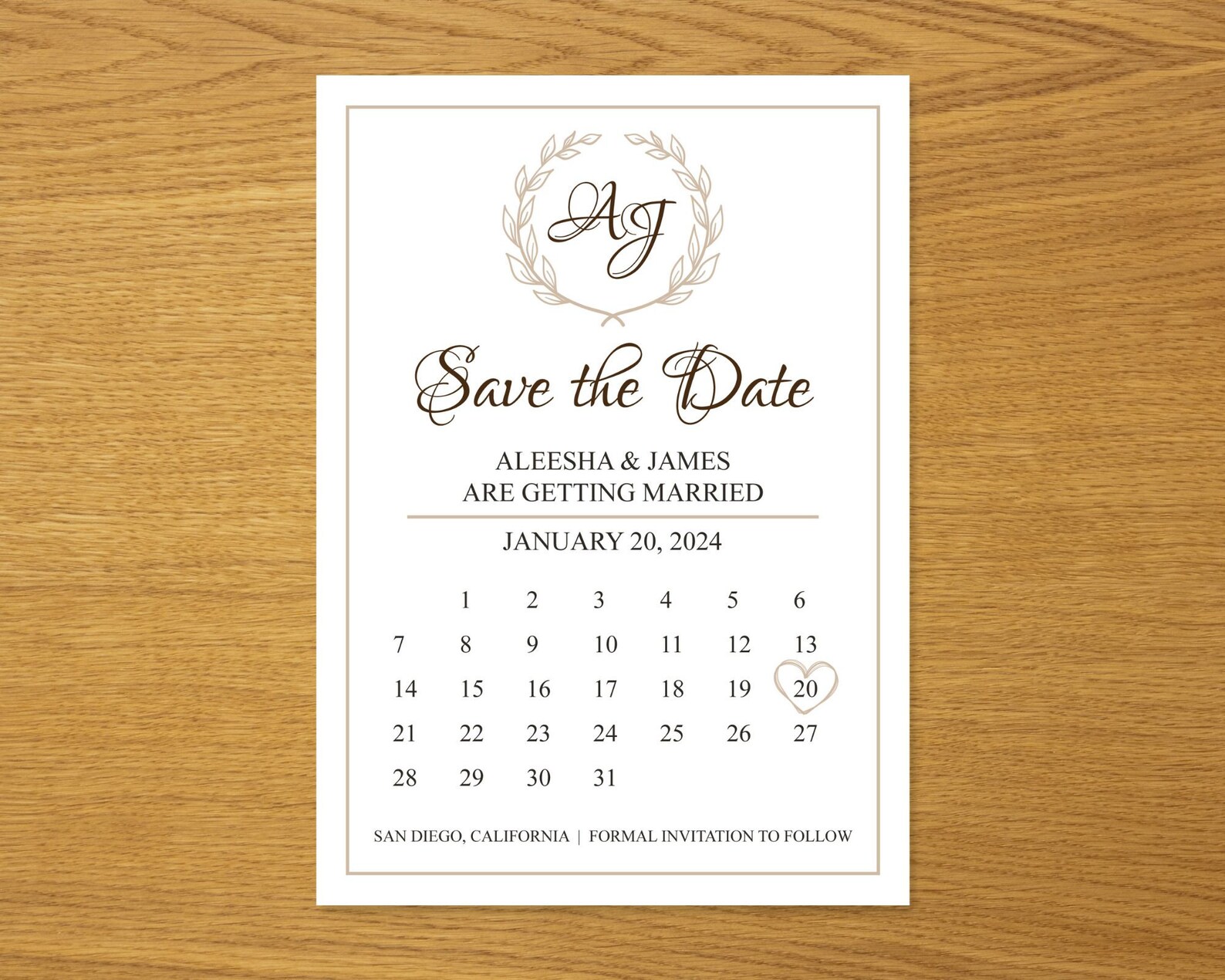 Simple Save the Date Calendar Card/printable Save the - Etsy