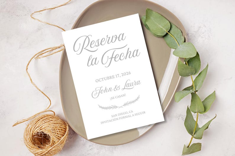 Spanish Save the Date Card/silver Save the Date Postcard/save the Date ...