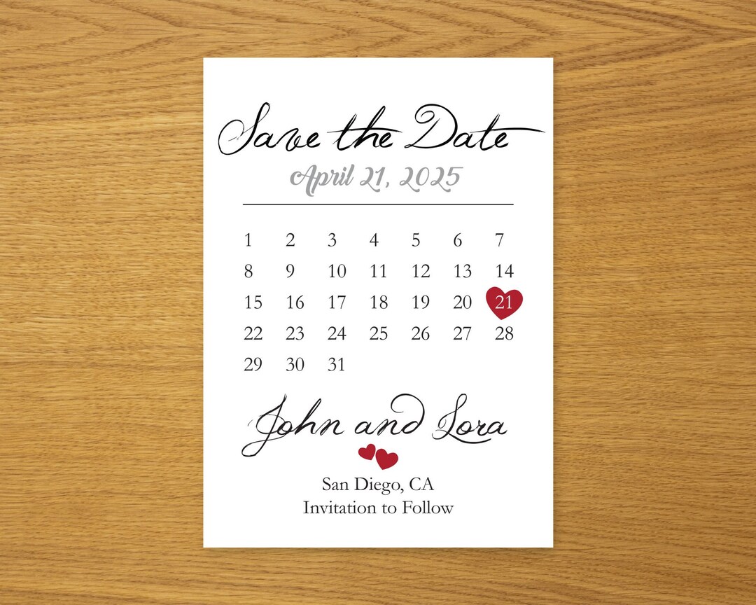 Minimalist Save the Date Card/modern Save the Date Card Printable/red ...
