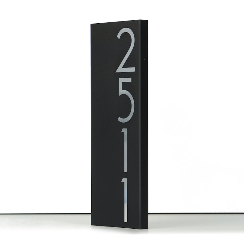 Black Vertical Custom Metal House Numbers - Modern House Numbers ...
