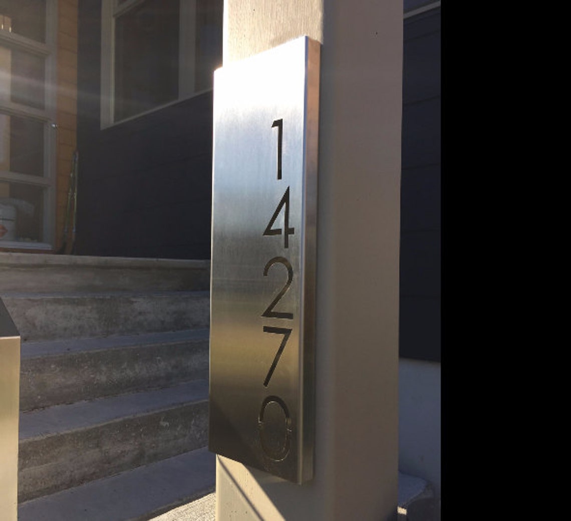 Vertical Custom Metal House Numbers - Modern House Numbers - Stainless ...