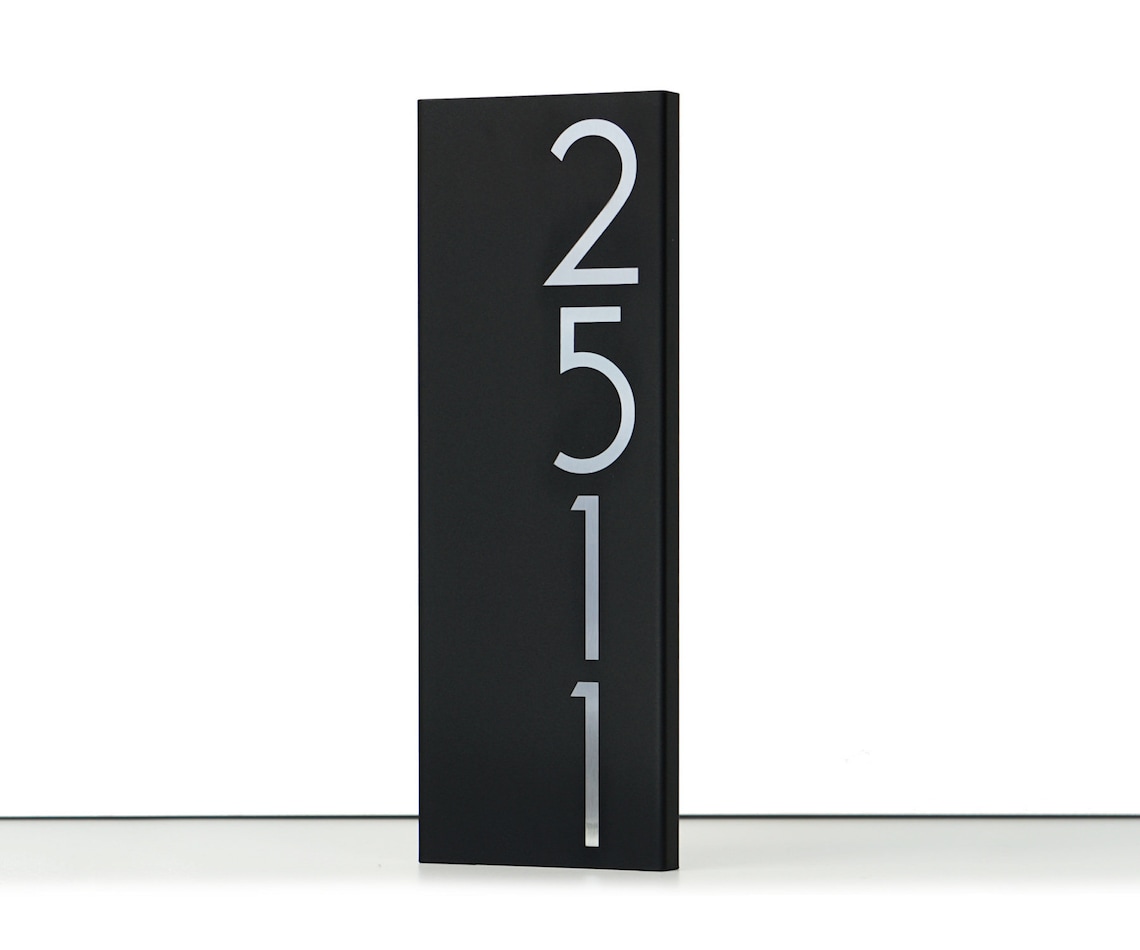 Black Vertical Custom Metal House Numbers - Modern House Numbers ...