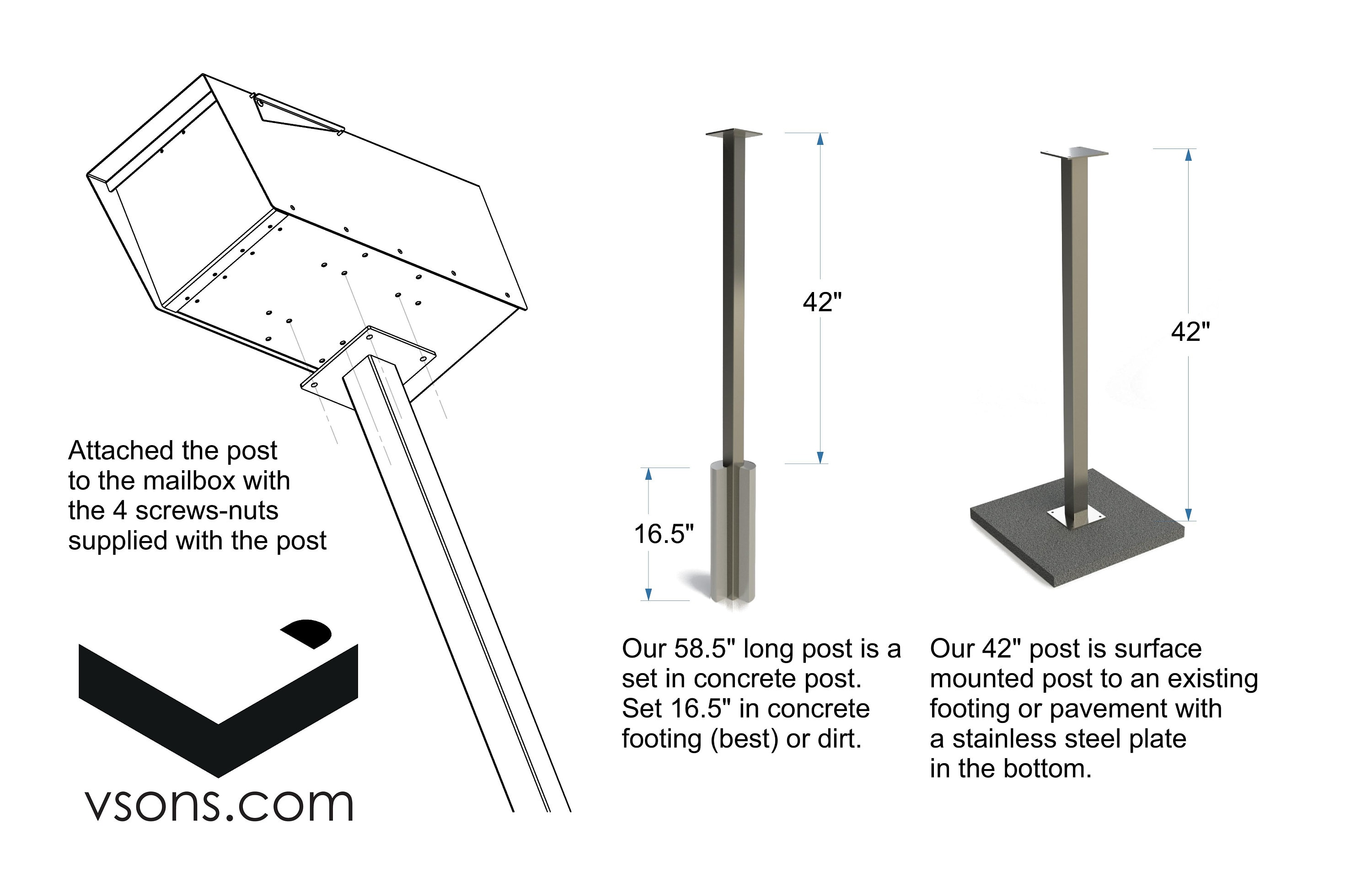 316L Marine Grade Post the Minimalist Post 42 Modern | Etsy