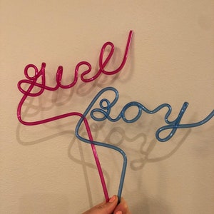 BABY SHOWER Customizable Party Crazy Straws, Personalized Name Straw ...