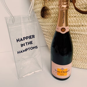 Wine Tote - Happier in the Hamptons - Booze Bag - Wine Bag - Chilled ...