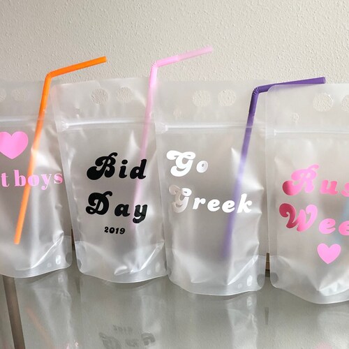 SORORITY Reusable Drink Pouches With Straw College Drink - Etsy