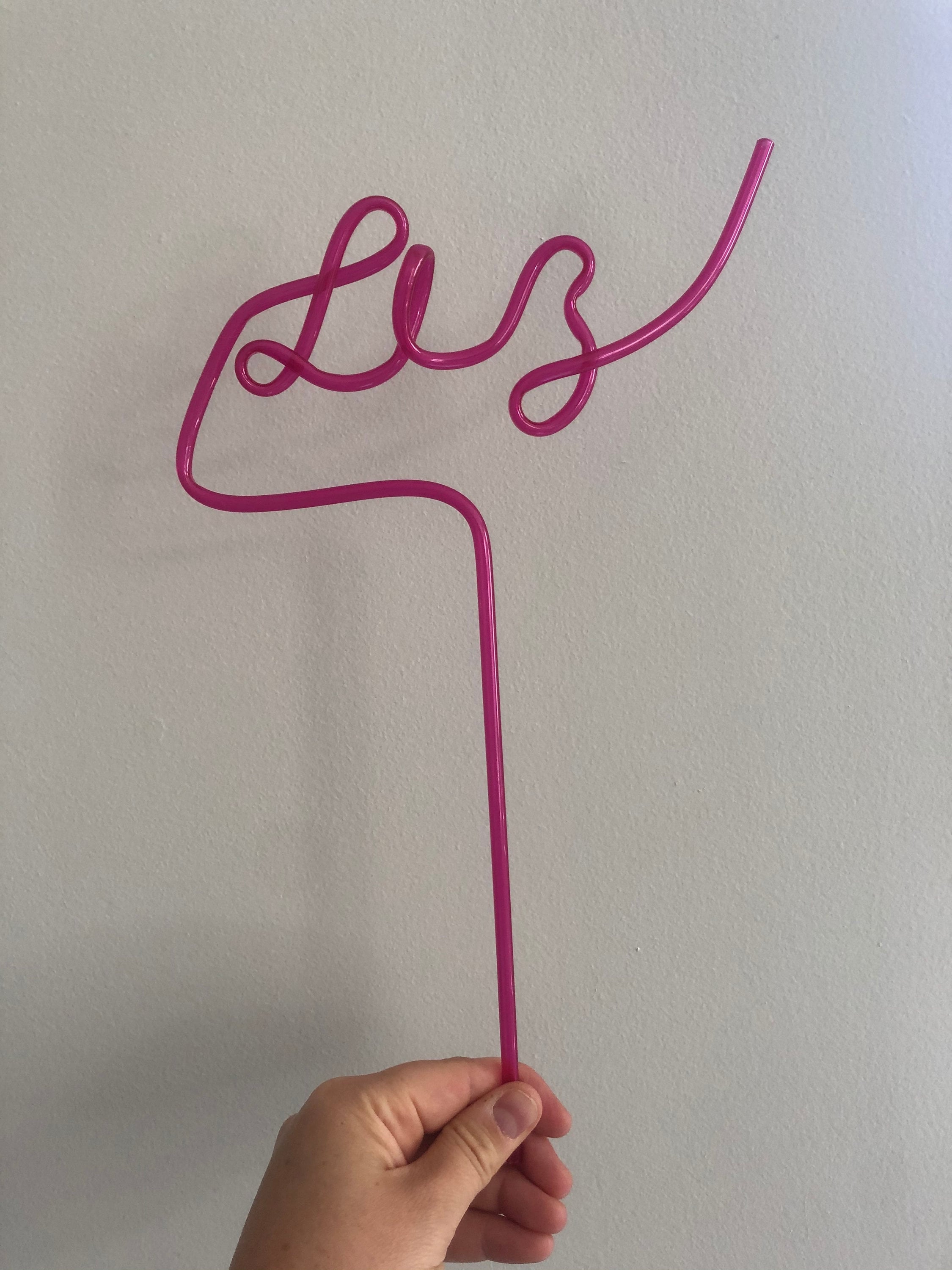 In Stock Discounted Pink Name Straw, Crazy Straws, Kids Name Straw ...