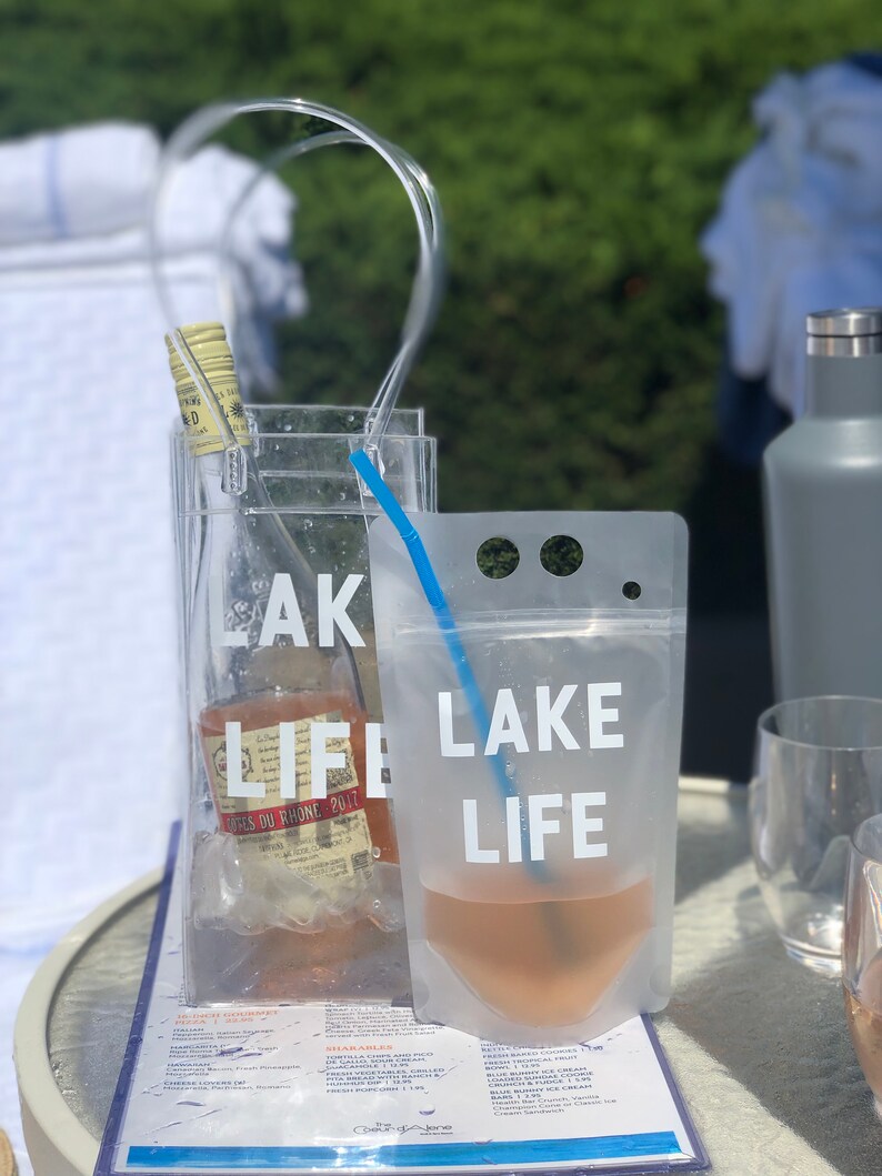 Wine Tote Lake Life Booze Bag Custom Alcohol | Etsy