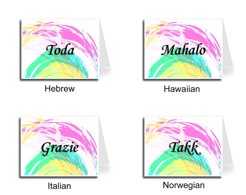 Various Languages Abstract Art Thank You Cards - Etsy