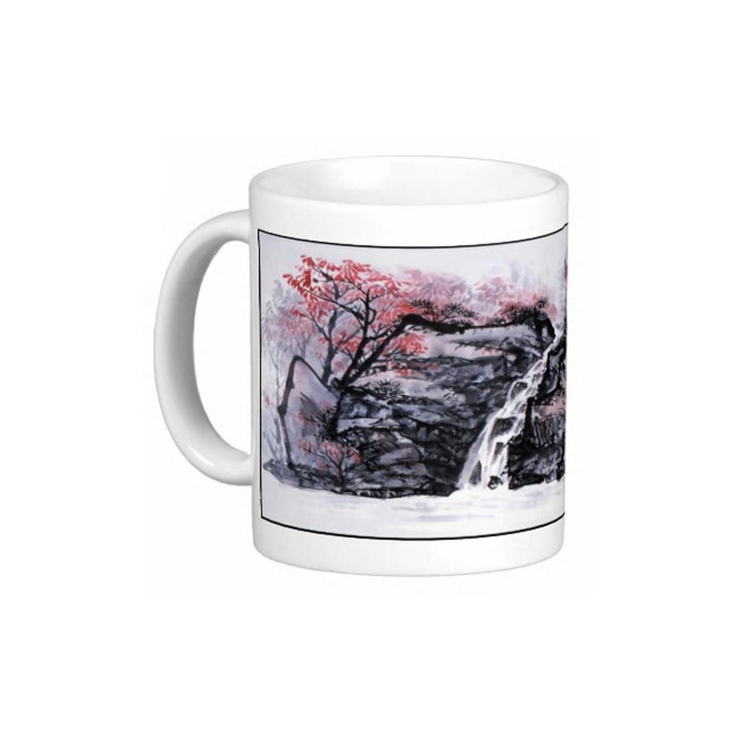 Ceramic Mug - Chinese Calligraphy Art - Waterfall - Etsy