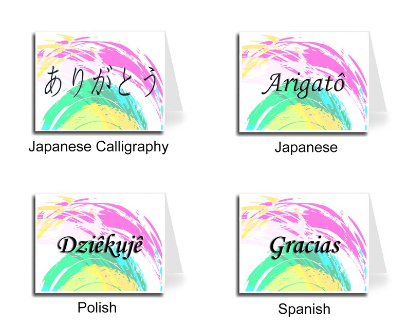 Various Languages Abstract Art Thank You Cards - Etsy