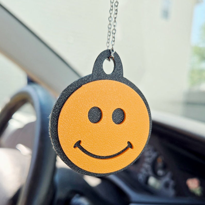Orange Smiley Face Car Rear View Mirror Ornament - Etsy