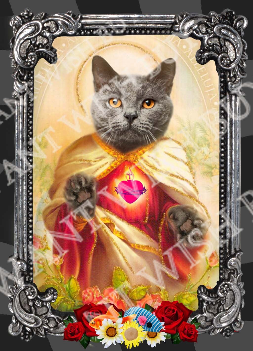 Grey British Shorthair Saint Cat Feline Prayer Candle Pet | Etsy