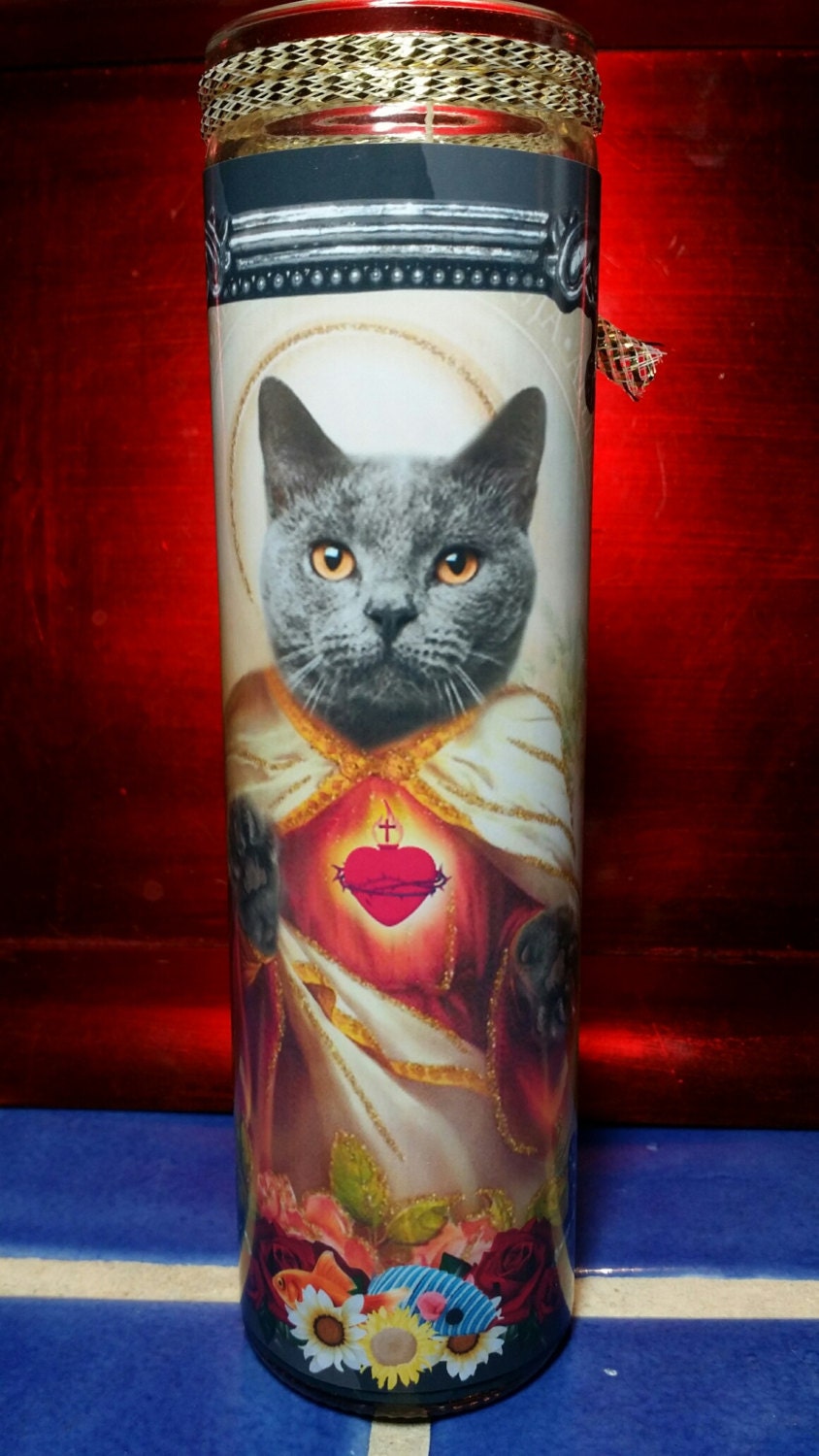 Grey British Shorthair Saint Cat Feline Prayer Candle Pet | Etsy