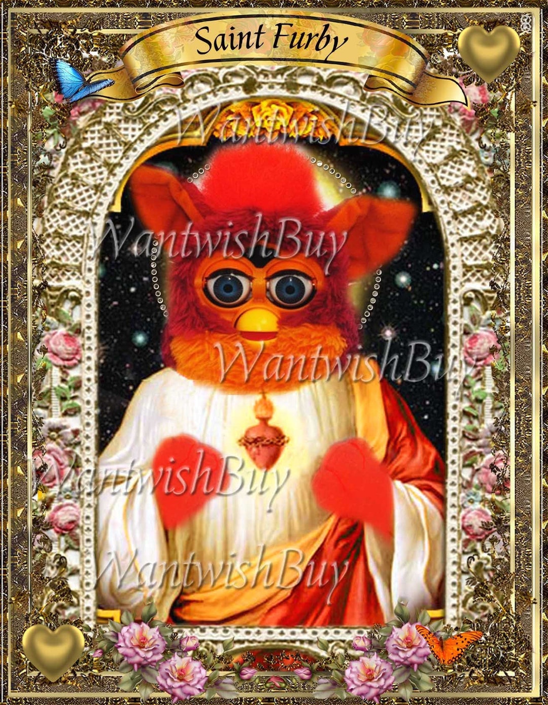 1998 Rooster Furby Saint Prayer Candles Add Your Own Furby Name Too - Etsy