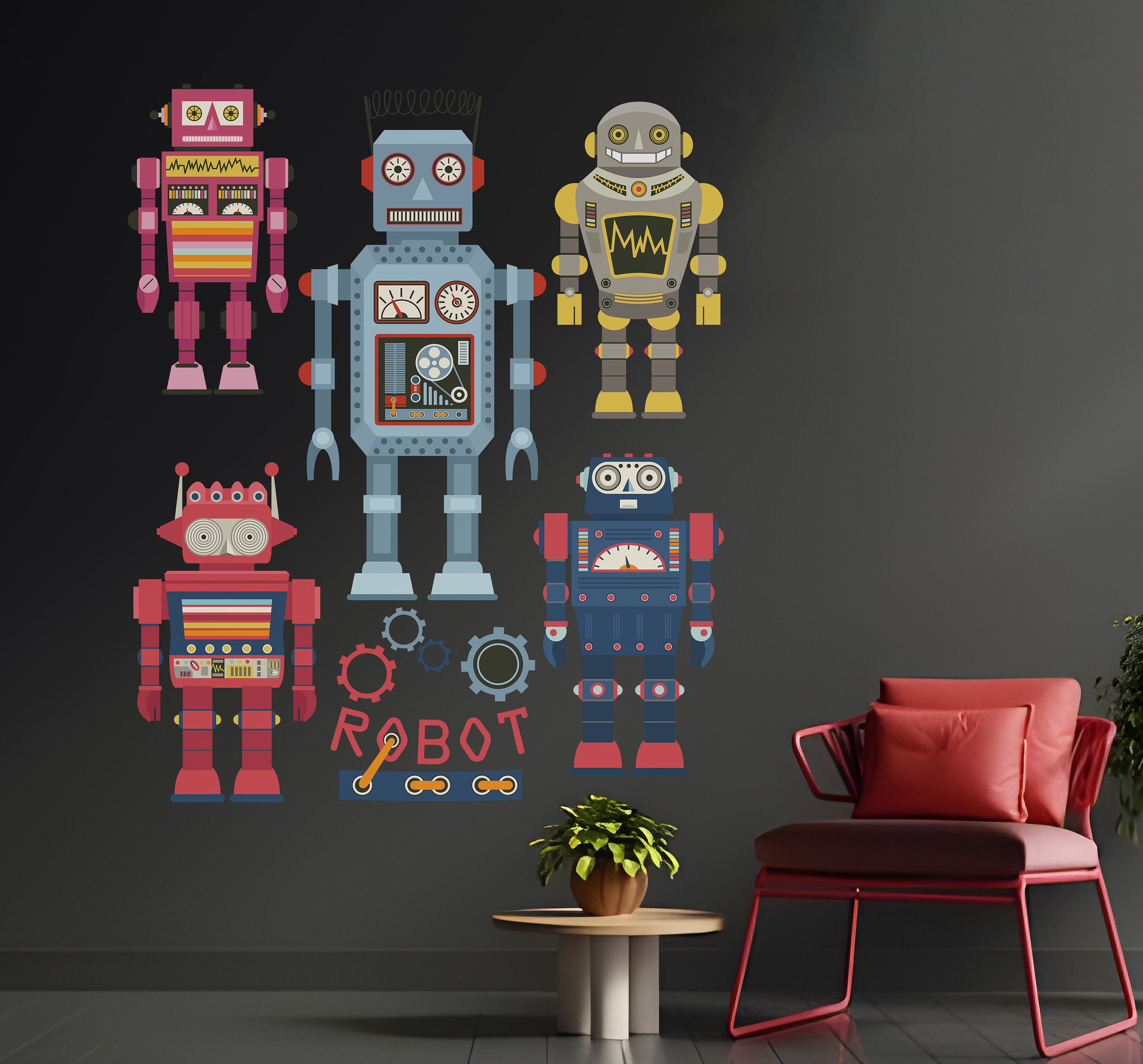 Removable Robot Wall Decals Kids Room Classic Robot Wall Sticker ...