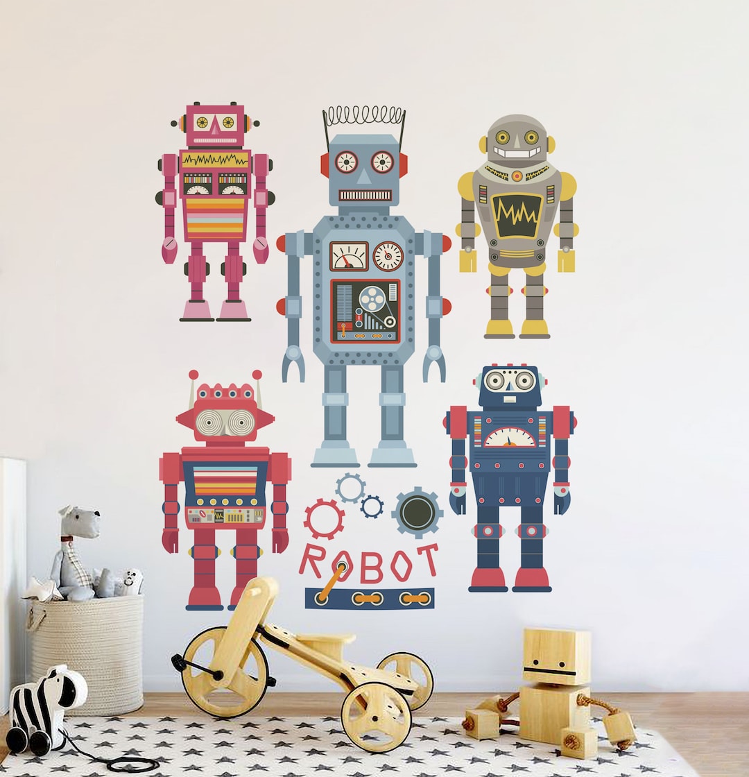 Removable Robot Wall Decals Kids Room Classic Robot Wall Sticker ...