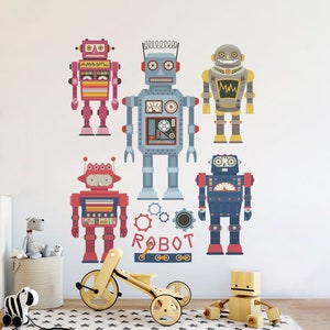 Removable Robot Wall Decals Kids Room Classic Robot Wall Sticker ...