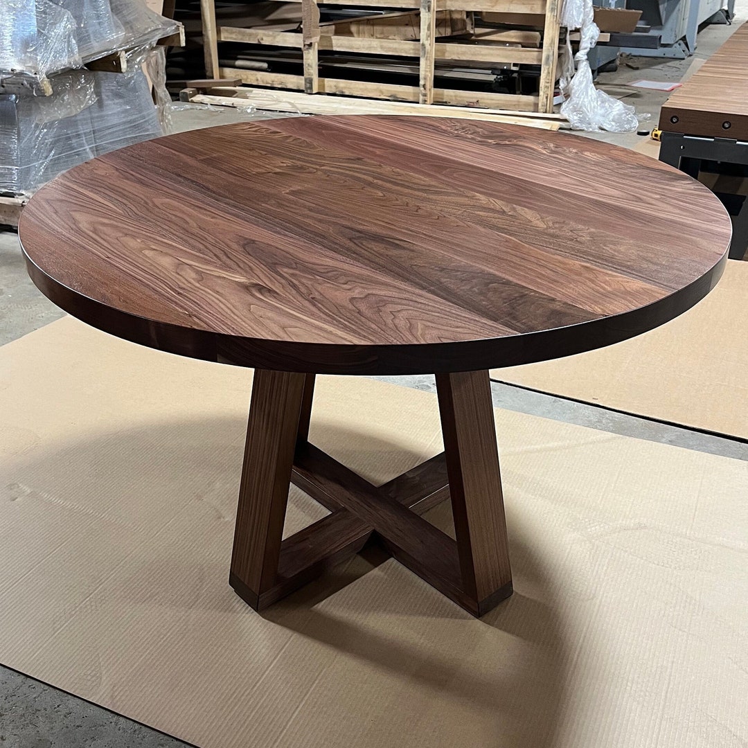 Solid Walnut Round Dining Table Built to Order - Etsy