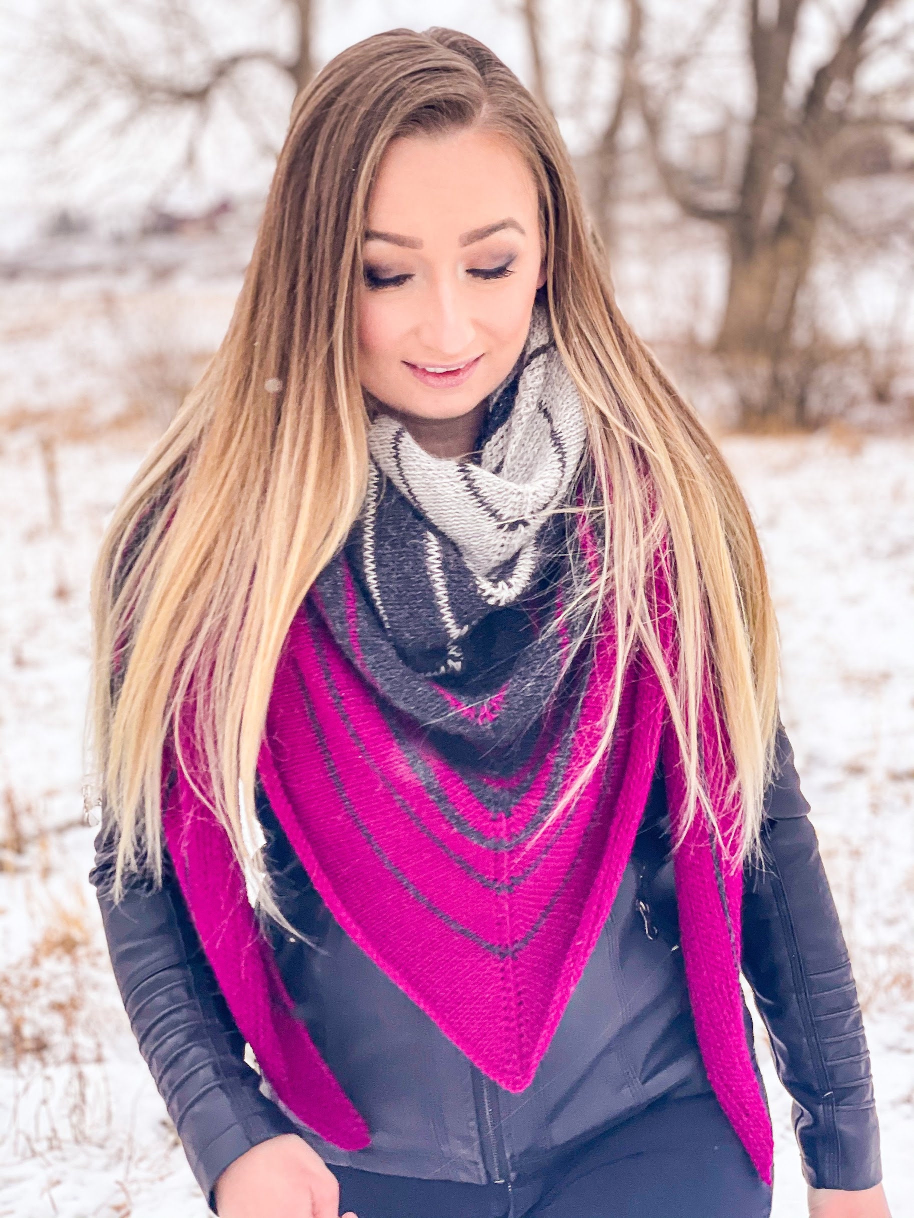 Tunisian Crochet Fibonacci Fade Triangle Shawl Pattern | Etsy