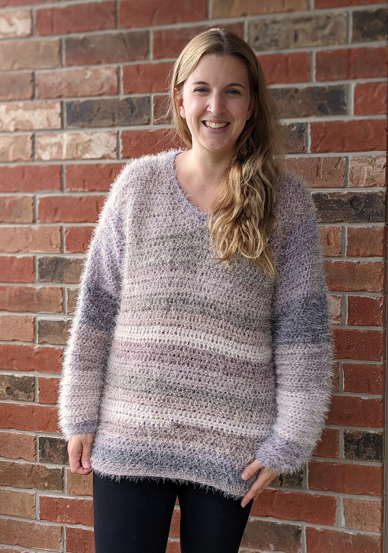 Cozy Cumulus Sweater Top Down V Neck Fuzzy Crochet Pattern - Etsy