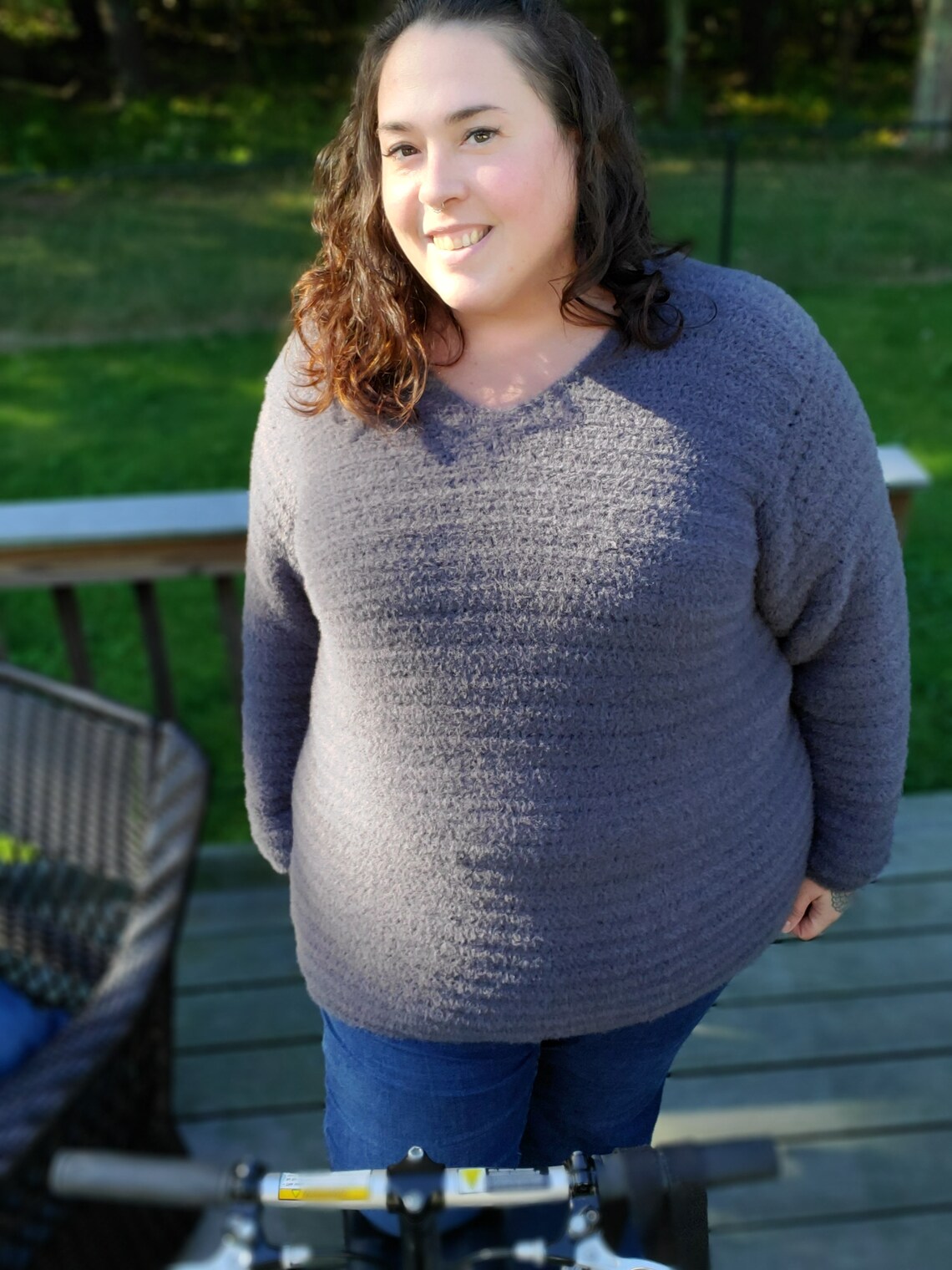 Cozy Cumulus Sweater Top Down V Neck Fuzzy Crochet Pattern - Etsy