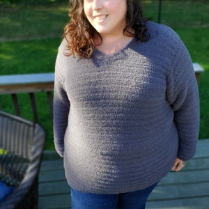 Cozy Cumulus Sweater Top Down V Neck Fuzzy Crochet Pattern - Etsy