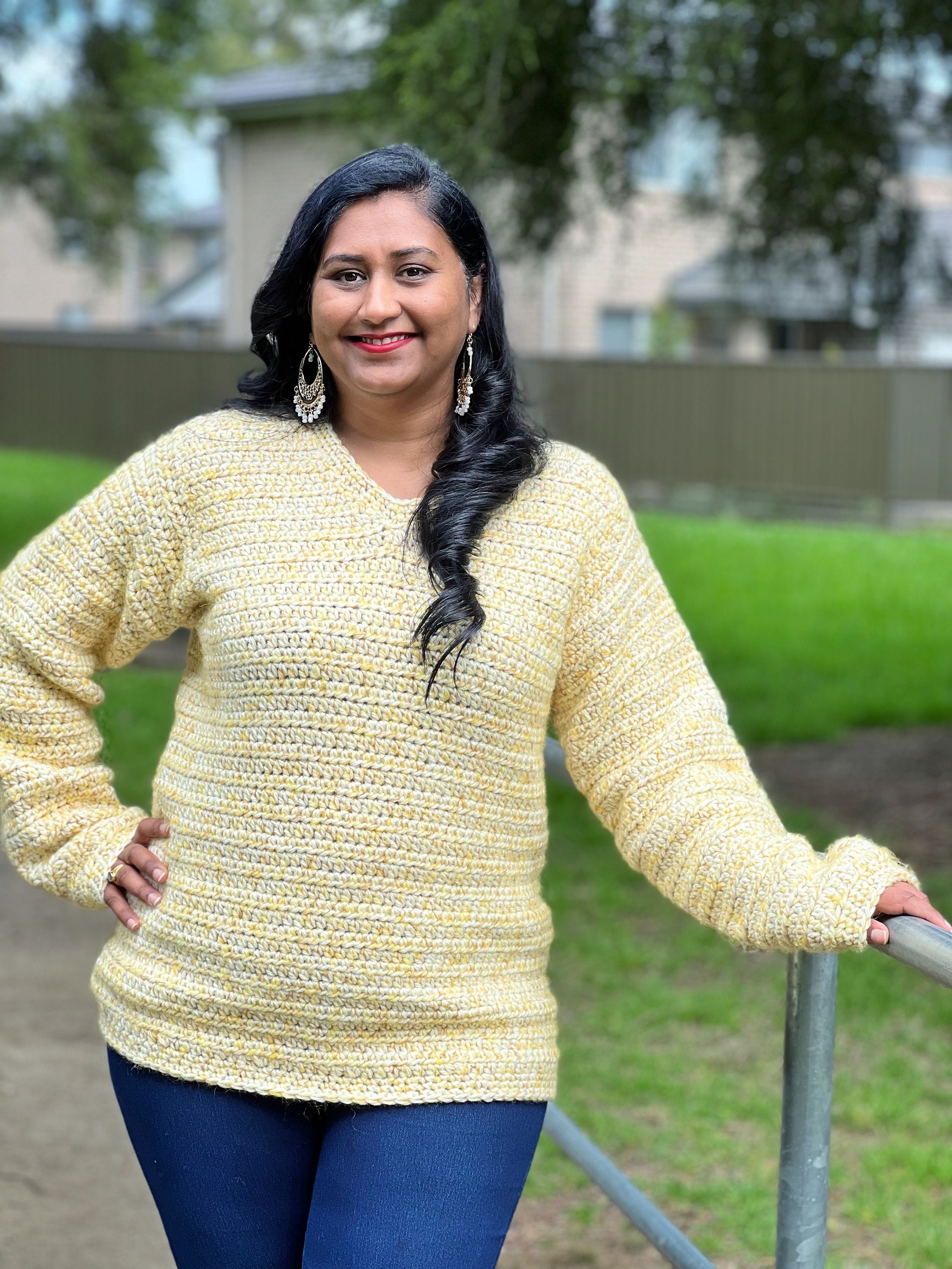 Cozy Cumulus Sweater Top Down V Neck Fuzzy Crochet Pattern - Etsy