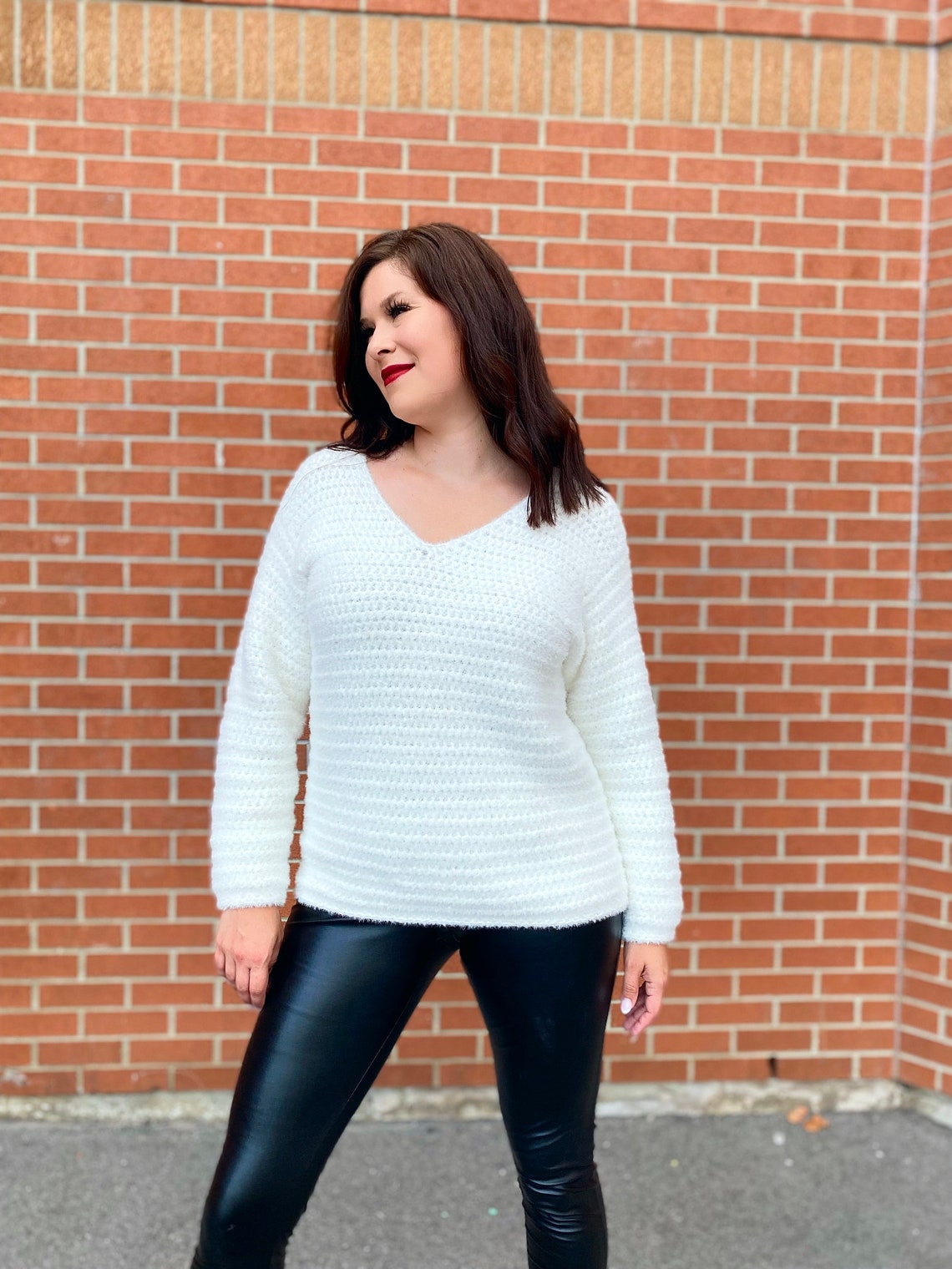 Cozy Cumulus Sweater Top Down V Neck Fuzzy Crochet Pattern - Etsy