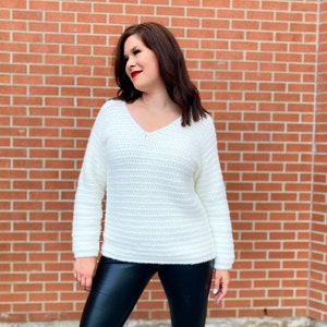 Cozy Cumulus Sweater Top Down V Neck Fuzzy Crochet Pattern - Etsy