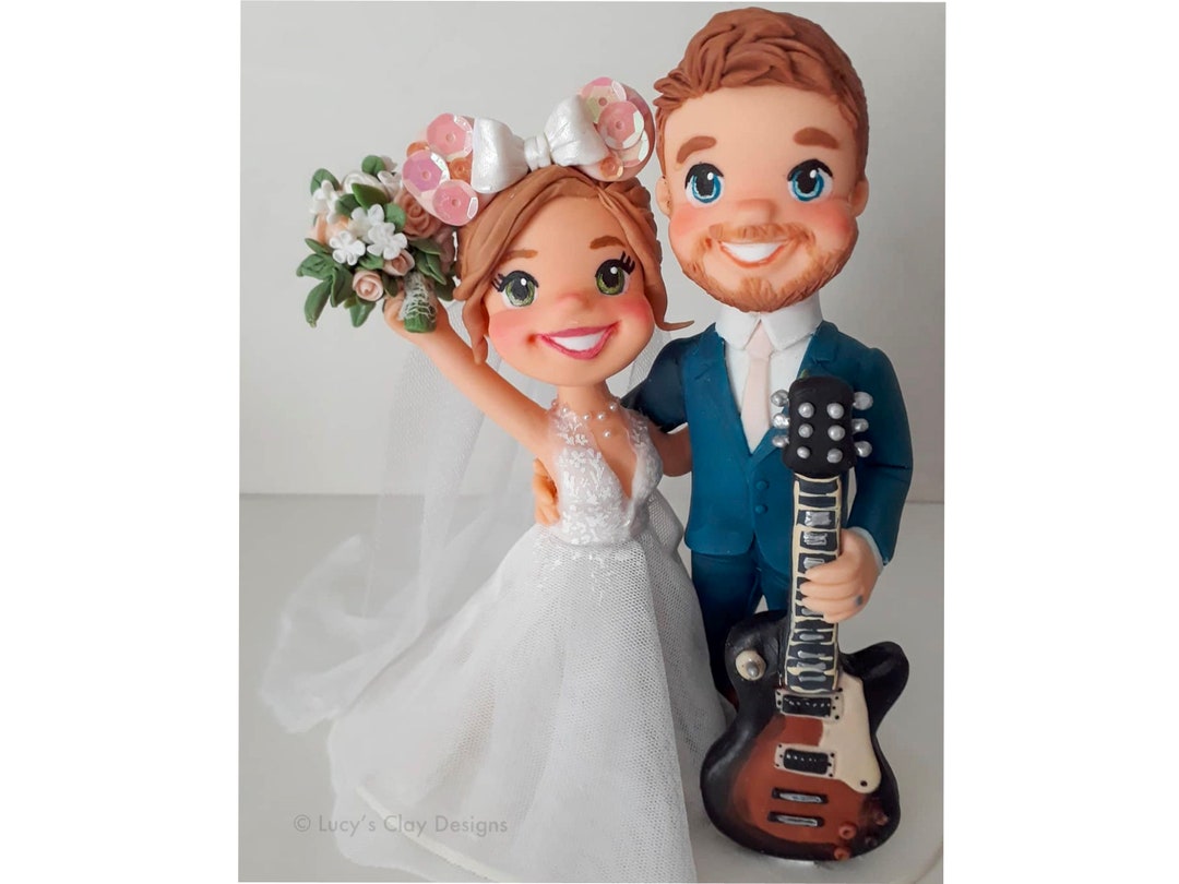 Disney Bride and Groom With a Guitar Wedding Cake Topper and Keepsake ...