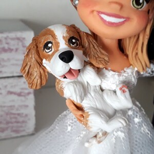 Bride and Groom With Cocker Spaniel Wedding Cake Topper | Personalized ...