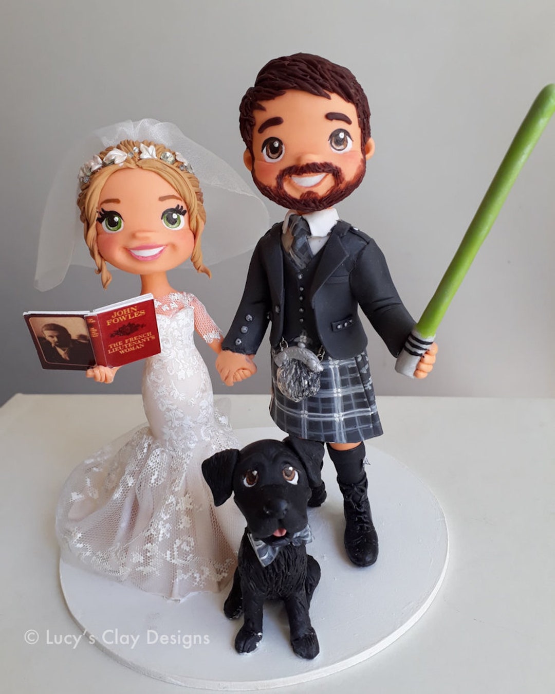 Bride and Groom Custom Made Scottish Wedding Cake Topper With English ...