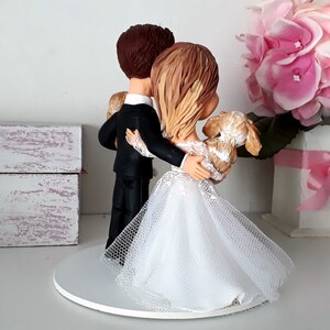 Bride and Groom With Cocker Spaniel Wedding Cake Topper | Personalized ...