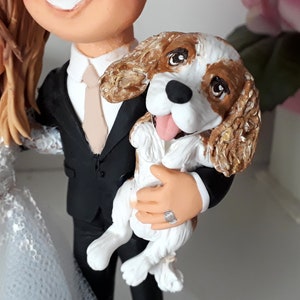 Bride and Groom With Cocker Spaniel Wedding Cake Topper | Personalized ...
