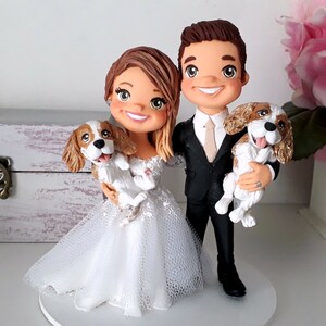 Bride and Groom With Cocker Spaniel Wedding Cake Topper | Personalized ...