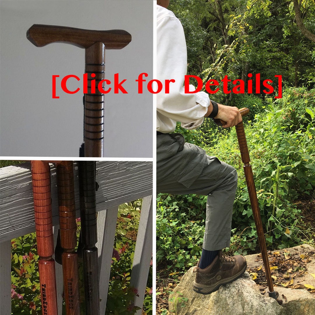 Handcrafted Maple Hiking Cane, Interchangeable Tips, Wooden Walking ...
