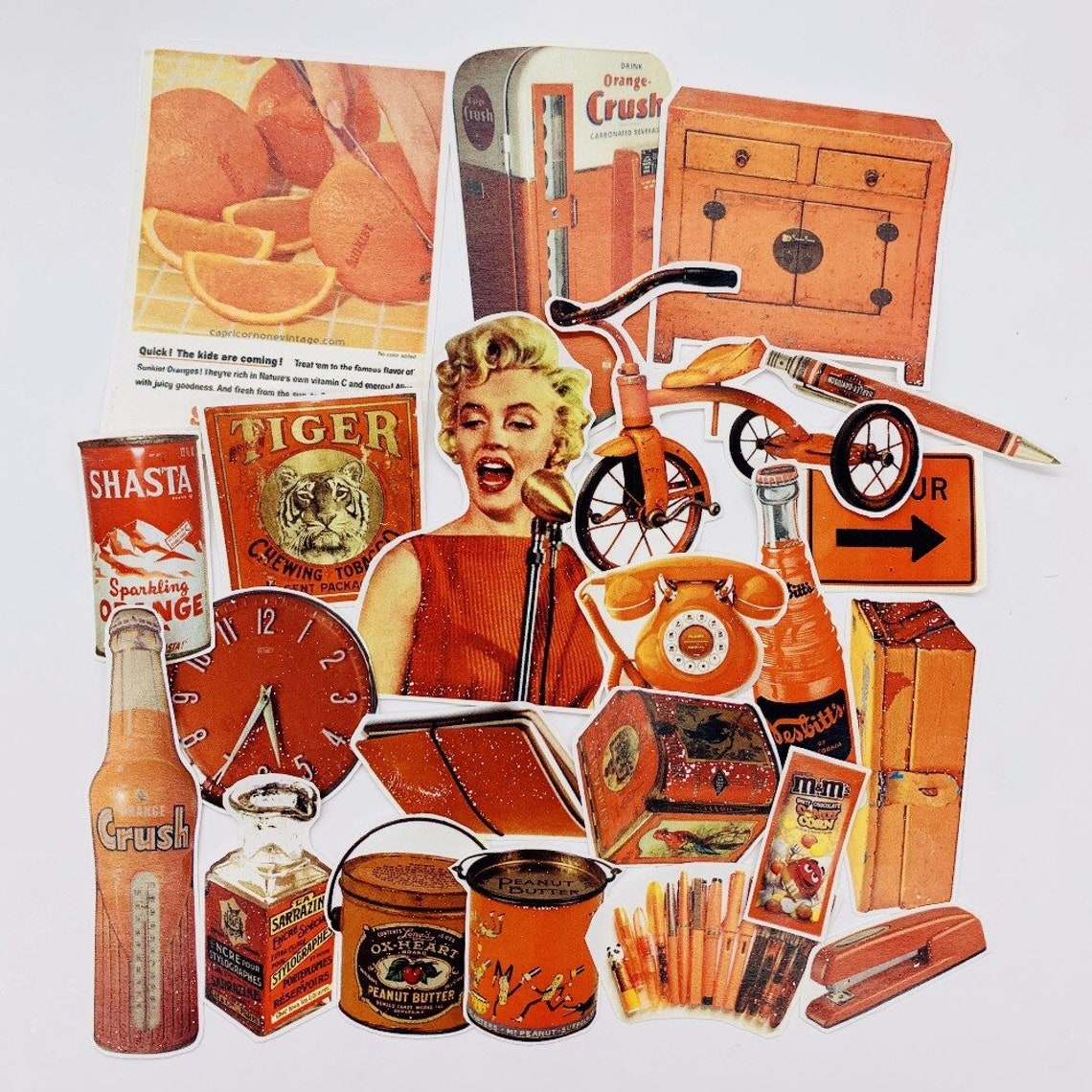 Vintage Retro Coloured Stickers Vintage Stickers Junk Journals - Etsy