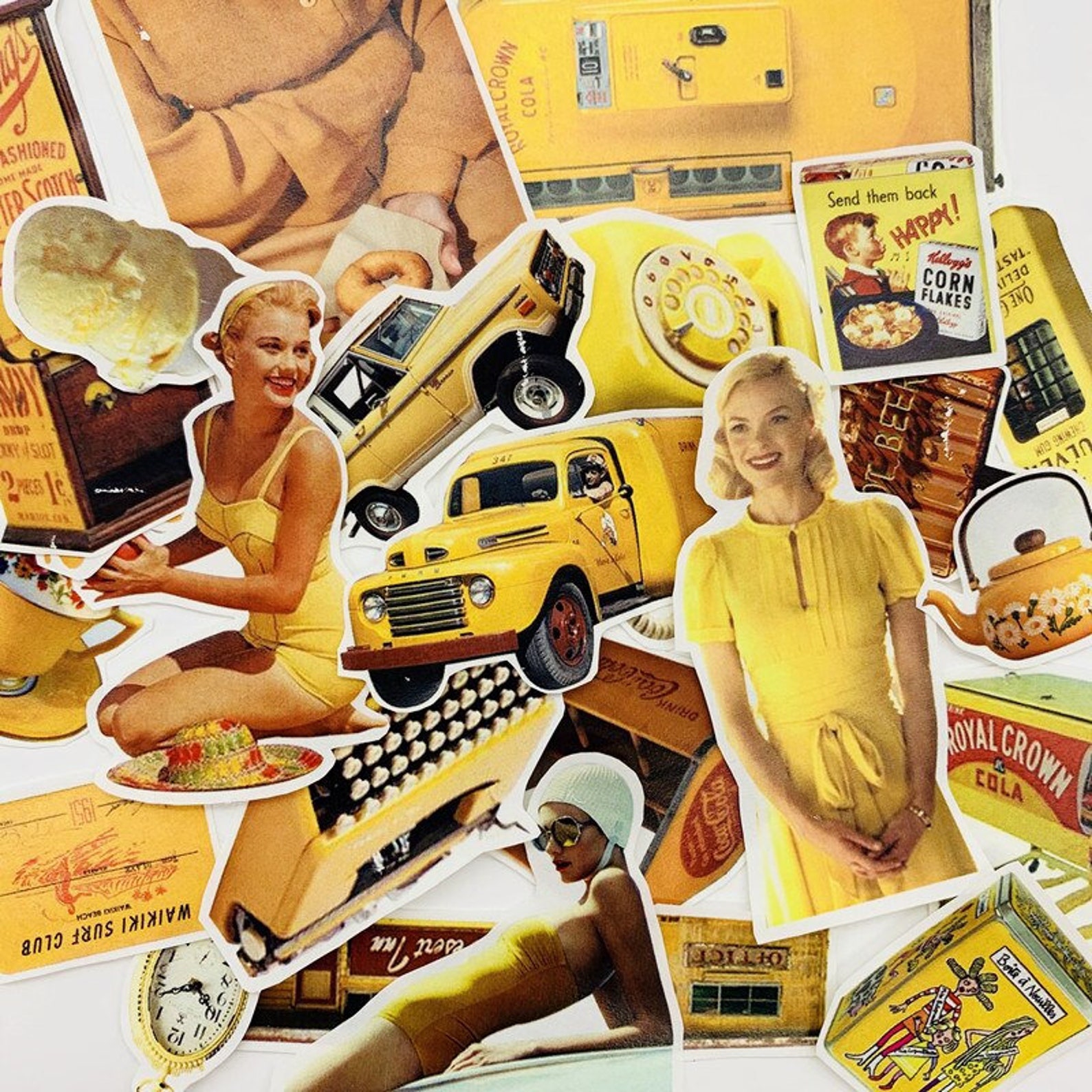 Vintage Retro Coloured Stickers Vintage Stickers Junk Journals - Etsy