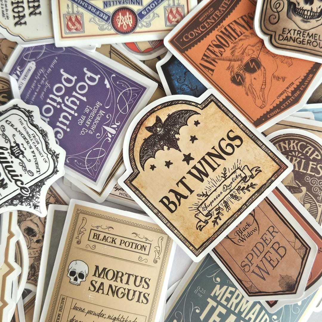 Vintage Potion Label Stickers Halloween Ephemera Junk Journal Stickers ...