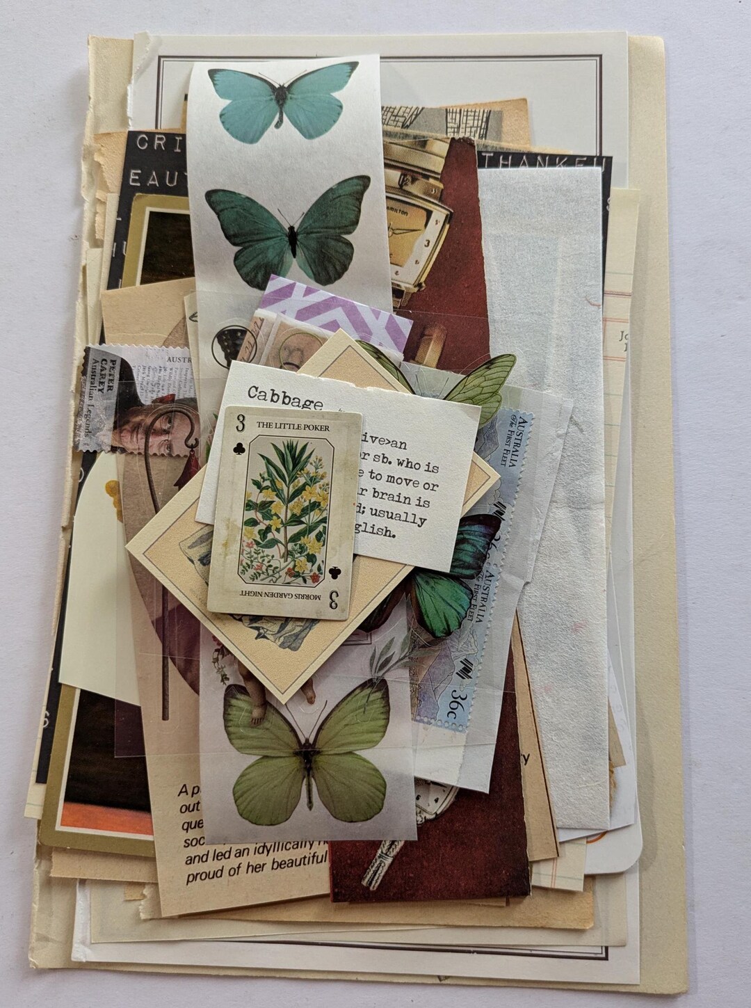 35 Pce Junk Journal Vintage Ephemera Paper Pack Scrap Paper Collage Kit ...