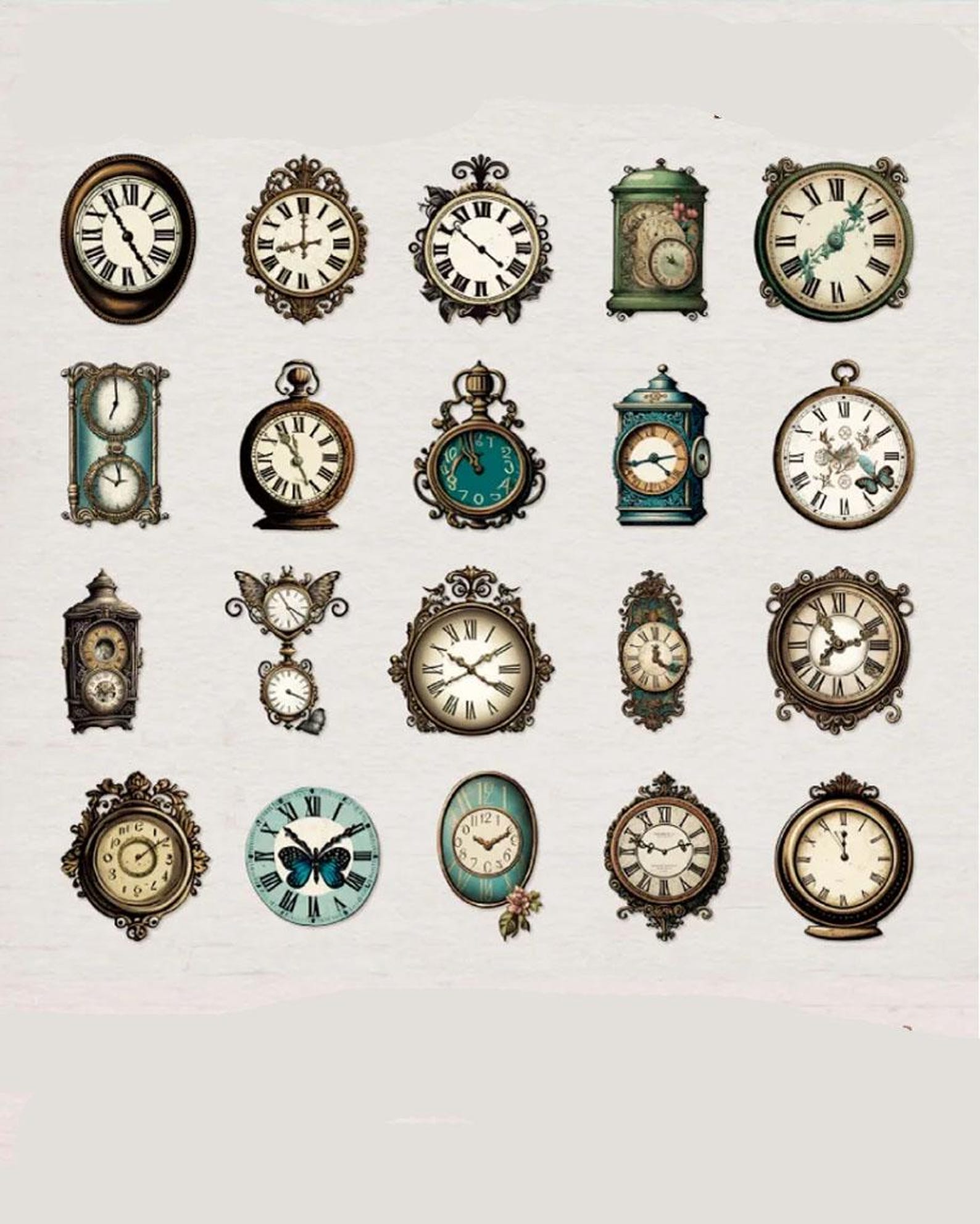 Vintage Clock Face Die Cuts for Junk Journals Scrapbooking Card Making ...