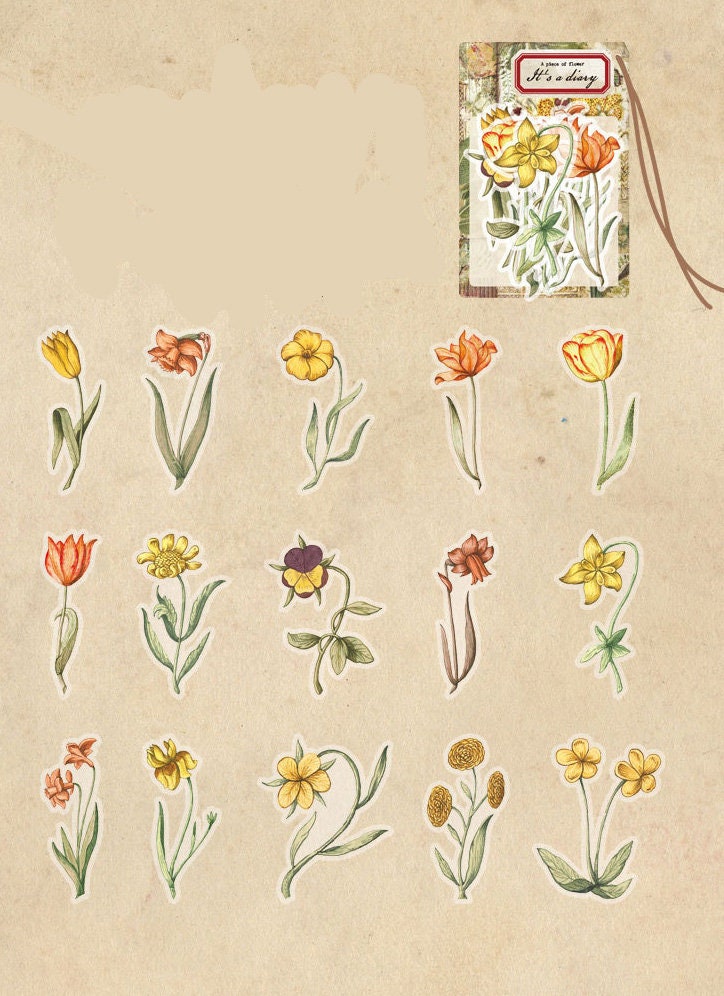 Vintage Flower Stickers Clear Flower Stickers Junk Journal - Etsy
