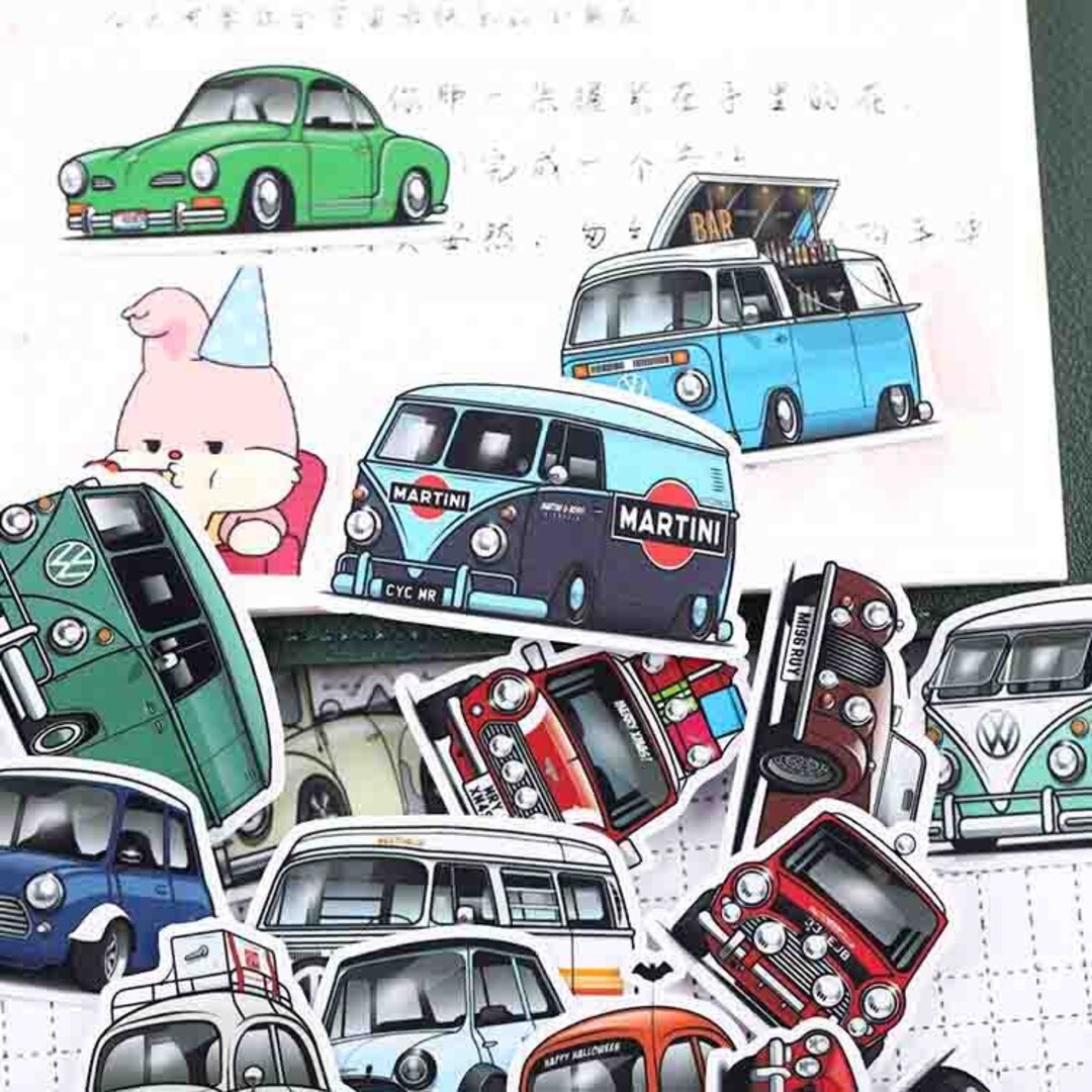 Vintage Car Combi Van Travel Vacation Stickers Vintage Car Ephemera ...