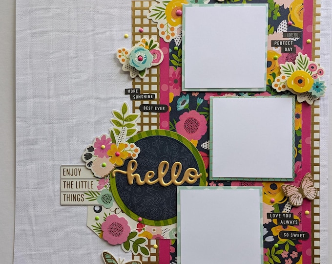 Hello 12 X 12 Handmade Premade Scrapbook Page Layouts Page All Occasion ...