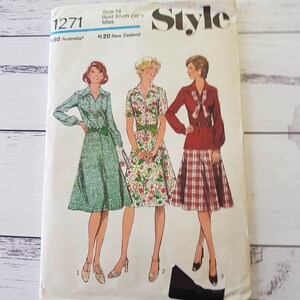 Style 1271 Sewing Pattern, Misses Dress Pattern, Size 14, Uncut Pattern ...