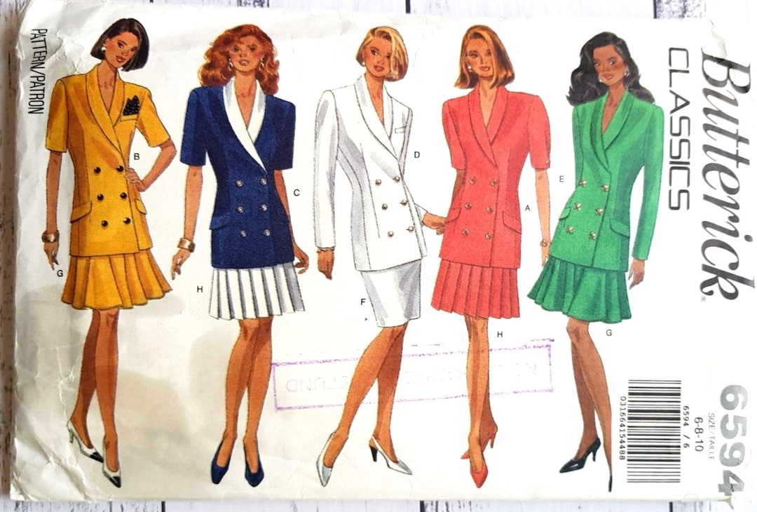 Butterick Classics 6594 Sewing Pattern Ladies Jacket and Skirt Size 6-8 ...