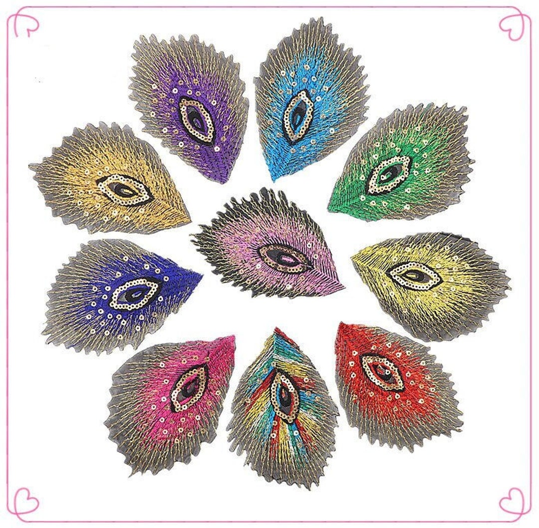 Coloured Feather Iron on Sew on Patches Iron on Sew on Feather ...